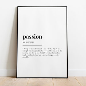 PASSION DEFINITION PRINT | Wall Art Print | Passion Print | Definition ...