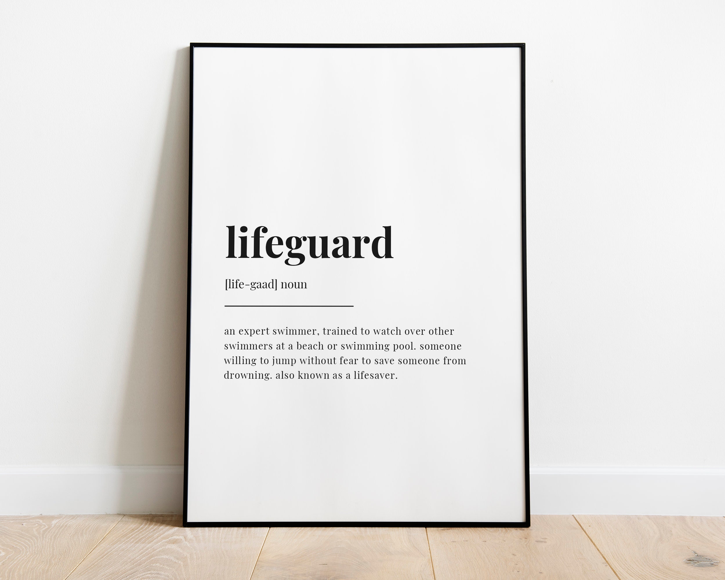 LIFEGUARD DEFINITION PRINT Wall Art Print Lifeguard Print - Etsy
