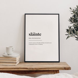 Slainte Definition Meaning | Printable Wall Art | Wall Decor | Instant ...