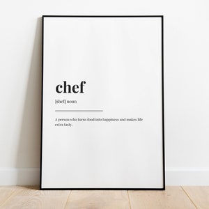 CHEF DEFINITION MEANING | Printable Wall Art | Chef Gift | Kitchen ...