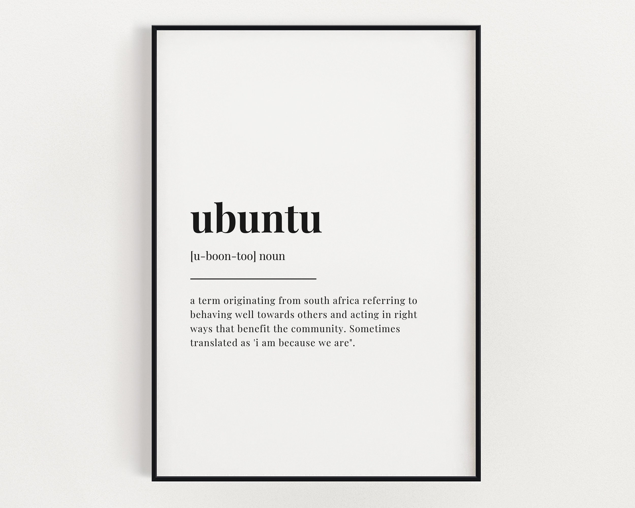 UBUNTU DEFINITION PRINT Wall Art Print Ubuntu Print | Etsy