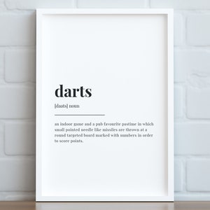 DARTS DEFINITION PRINT, Digital Download Prints, Printable Wall Art ...