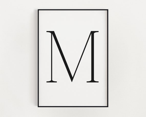 Letter M Typography Wall Decor Letter M Wall Art Print Home - Etsy