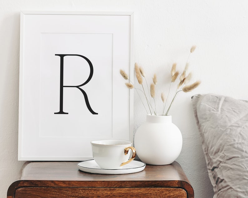 Letter R Typography Wall Decor Letter R Wall Art Print Home | Etsy