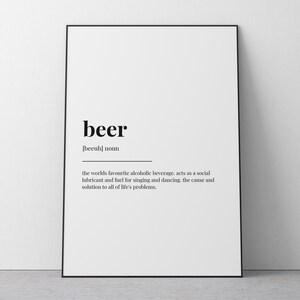 BEER DEFINITION PRINT, Printable Wall Art, Instant Download, Definition ...