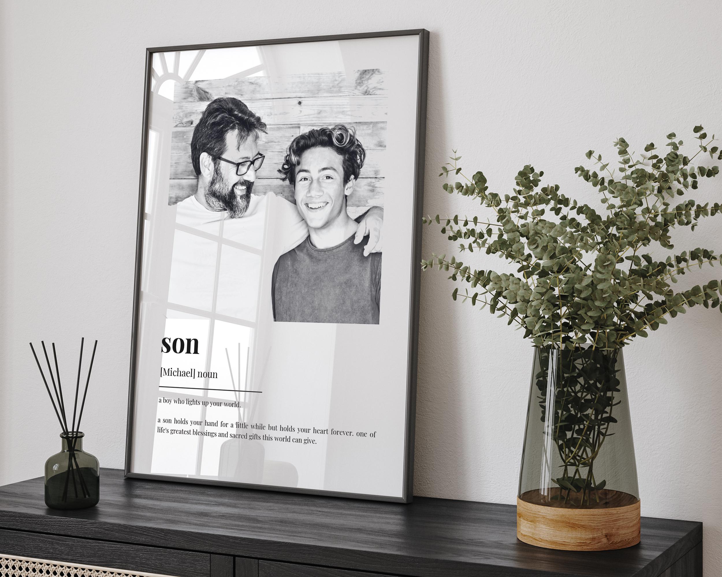 PERSONALISED SON DEFINITION Print, Wall Art Print, Son Gift, Photo ...