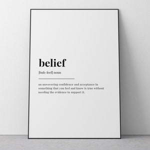 BELIEF DEFINITION MEANING | Printable Wall Art | Belief Print ...