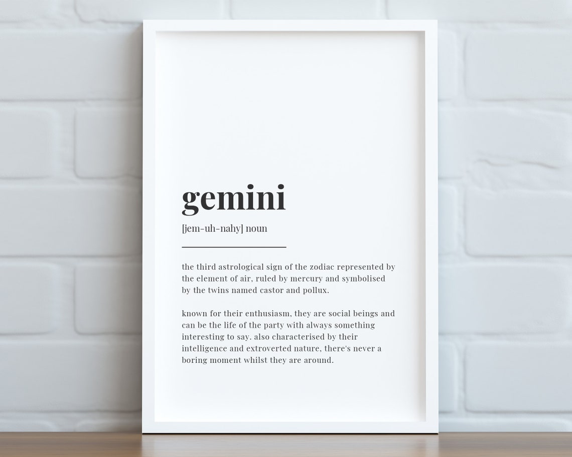 Instant Download Printable Wall Art, Gemini Definition Meaning, Gemini ...