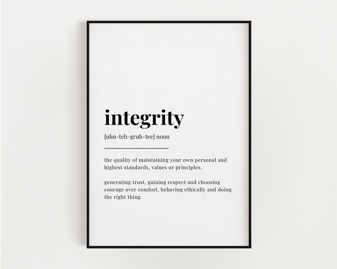 INTEGRITY DEFINITION PRINT | Wall Art Print | Integrity Print ...