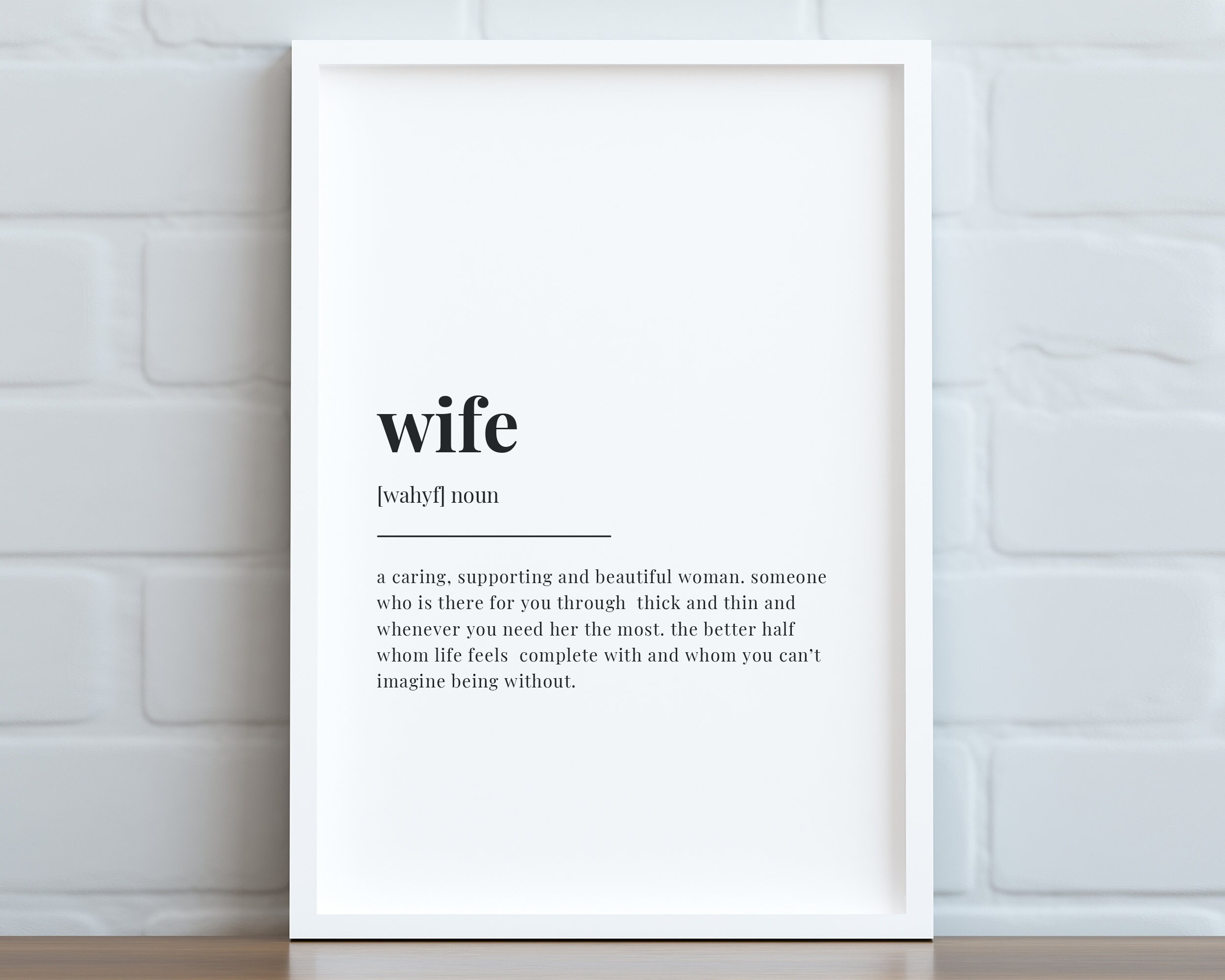 WIFE DEFINITION PRINT Wall Art Print Gift for Wife - Etsy