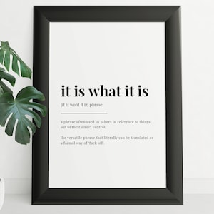 It is What It is Definition Meaning | Digital Download | Printable Wall ...