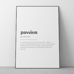 PASSION DEFINITION PRINT | Wall Art Print | Passion Print | Definition ...