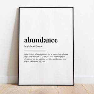 Abundance Definition Meaning | Printable Wall Art | Wall Decor ...