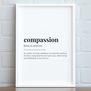 COMPASSION DEFINITION MEANING | Printable Wall Art | Compassion Print ...