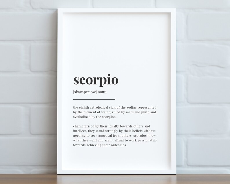 SCORPIO DEFINITION PRINT | Wall Art Print | Scorpio Print | Gift for ...
