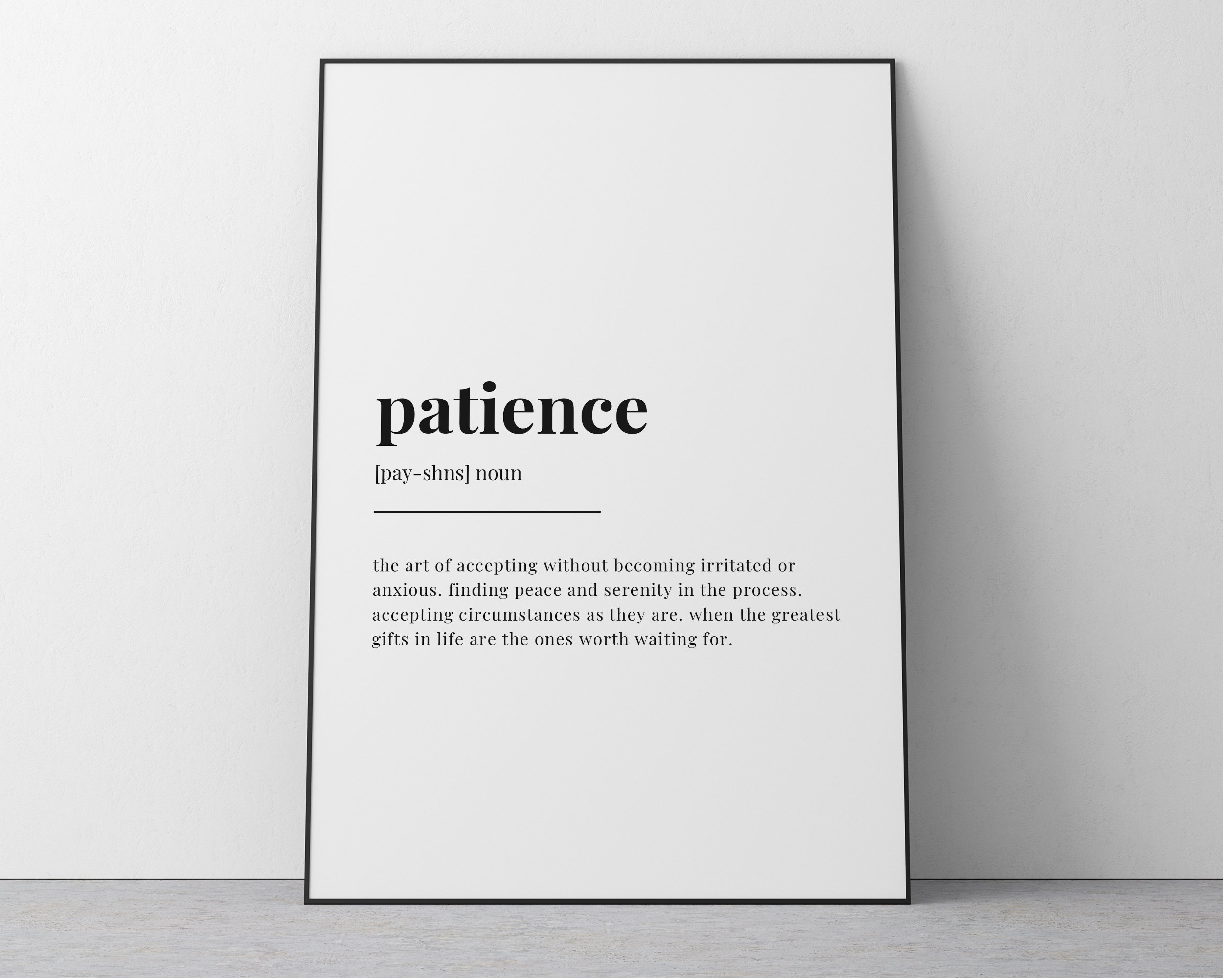 PATIENCE DEFINITION Print Wall Art Print Patience Print | Etsy