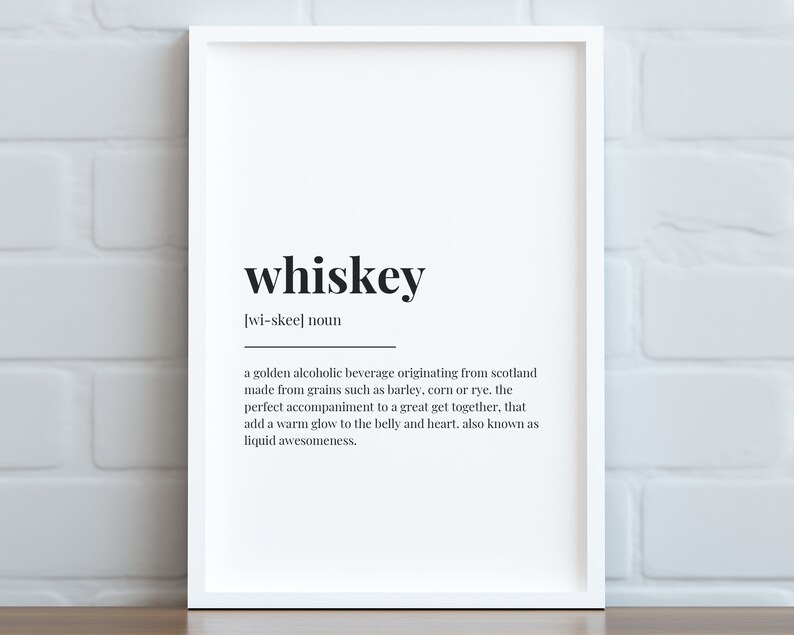 WHISKEY DEFINITION PRINT, Quote Wall Art, Wall Art Print, Whiskey Lover ...