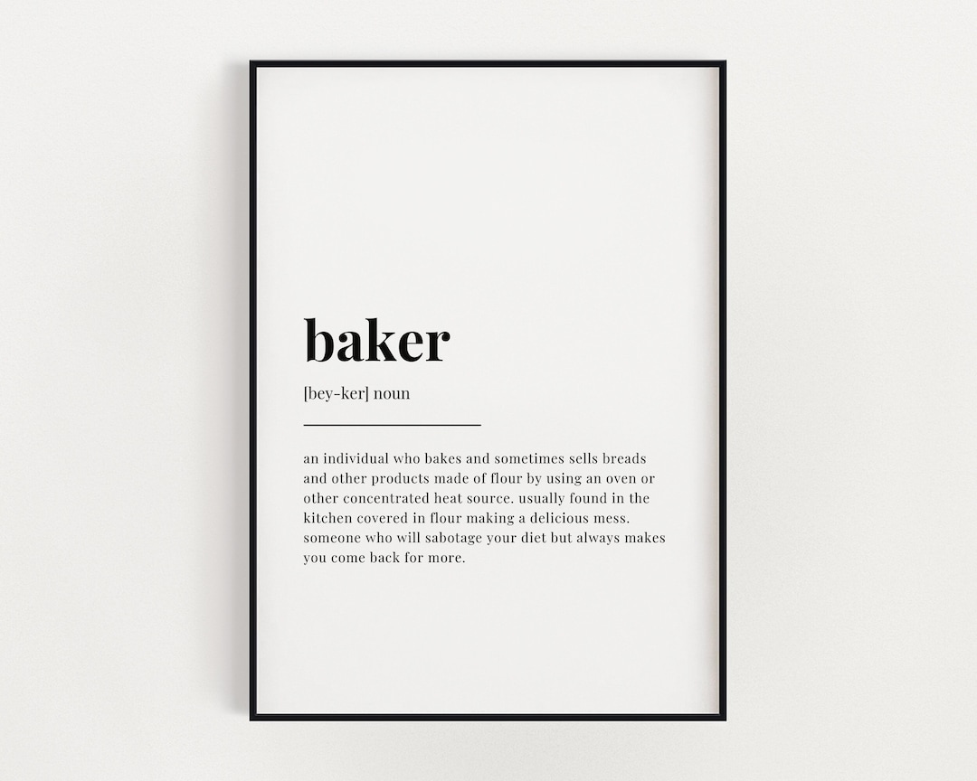 BAKER DEFINITION DRUCK, Geschenk für Bäcker, Zitat Druck, Typografie ...