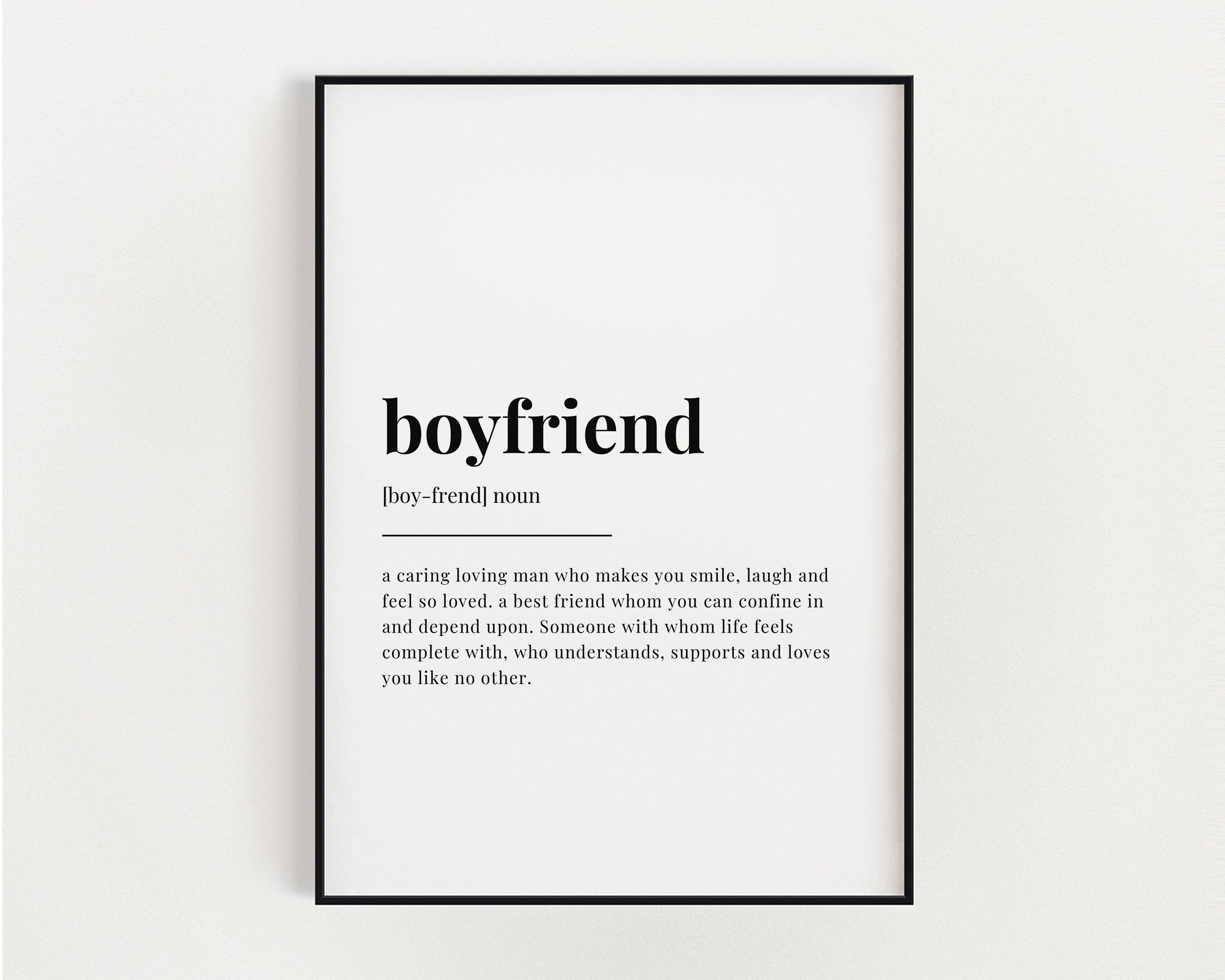 BOYFRIEND DEFINITION MEANING | Printable Wall Art | Boyfriend Gift ...