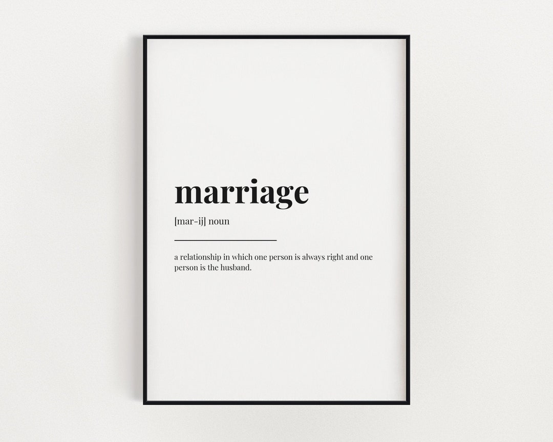 MARRIAGE Definition Print, Wall Art Print, Definition Print, Quote ...
