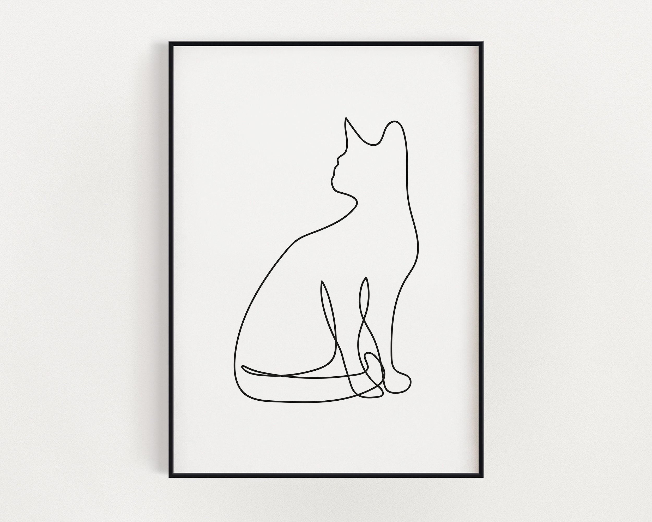 CAT LINE DRAWING Printable Wall Art Instant Download - Etsy
