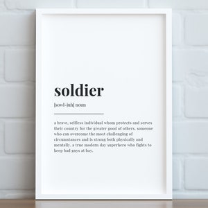 SOLDIER DEFINITION MEANING | Printable Wall Art | Instant Download ...