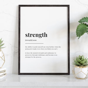 STRENGTH DEFINITION PRINT | Wall Art Print | Strength Print ...