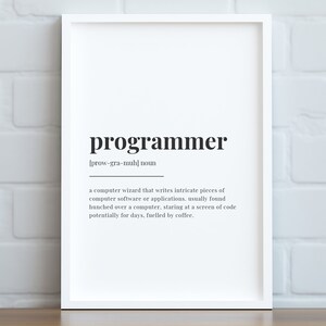 PROGRAMMER DEFINITION PRINT Wall Art Print Gift for - Etsy