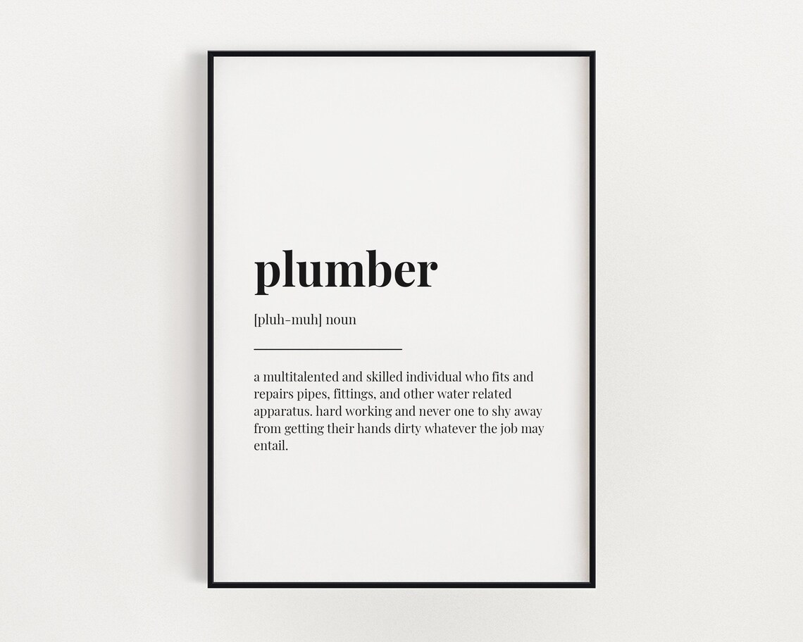 PLUMBER DEFINITION MEANING Printable Wall Art Gift for - Etsy
