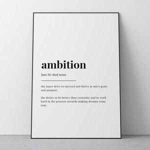AMBITION DEFINITION PRINT | Digital Download | Printable Wall Art ...