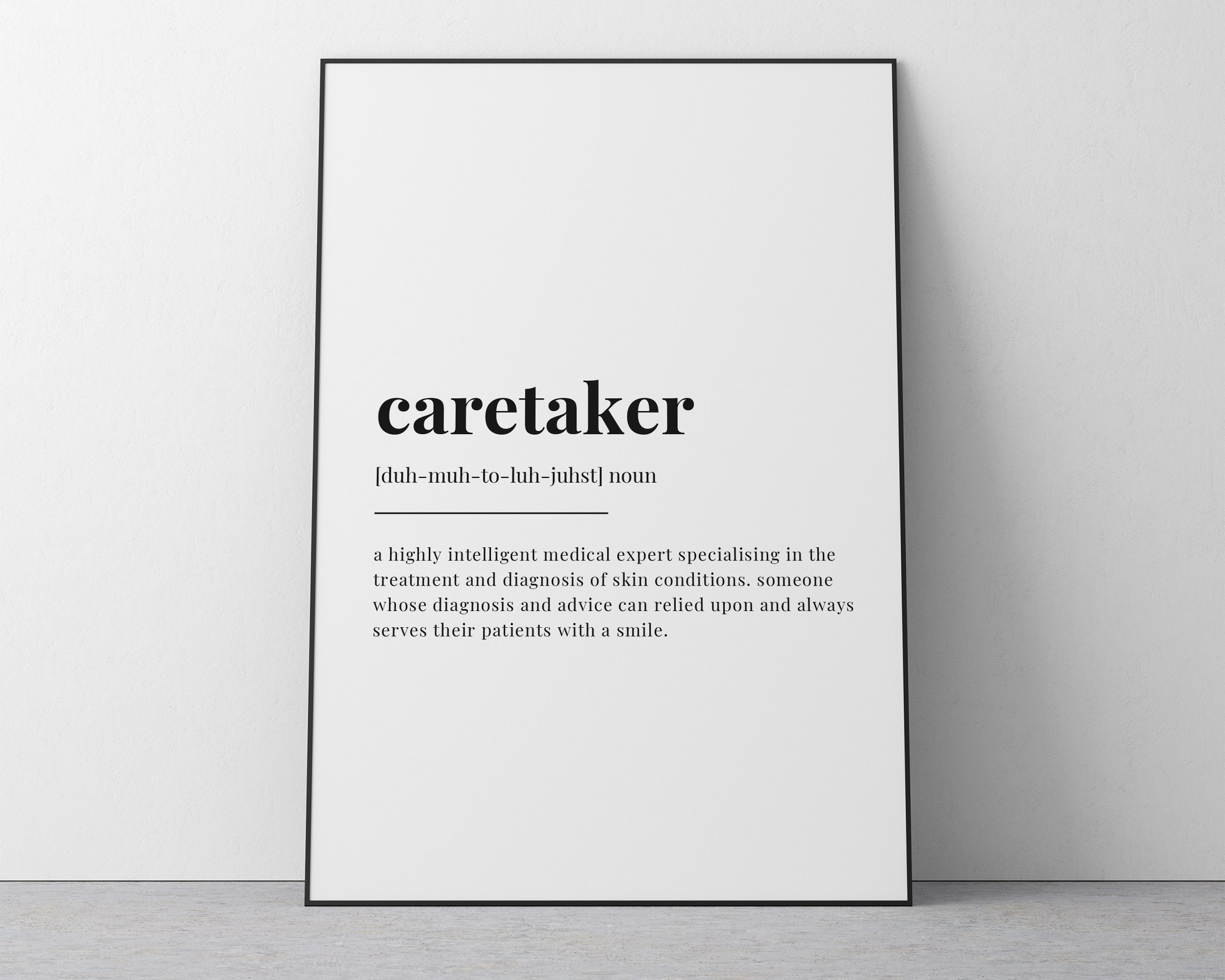 CARETAKER DEFINITION MEANING | Printable Wall Art | Caretaker Print ...