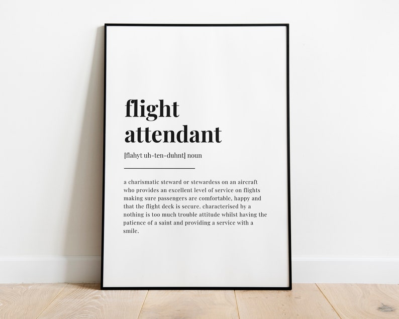 Printable Wall Art, Flight Attendant Meaning, Flight Attendant Gift ...