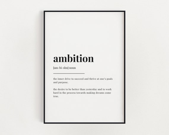 AMBITION DEFINITION PRINT Wall Art Print Ambition Print - Etsy UK