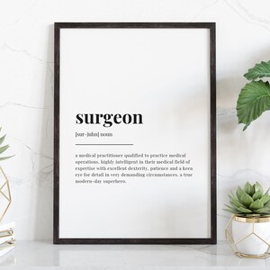 SURGEON DEFINITION PRINT | Wall Art Print | Gift for Surgeon ...