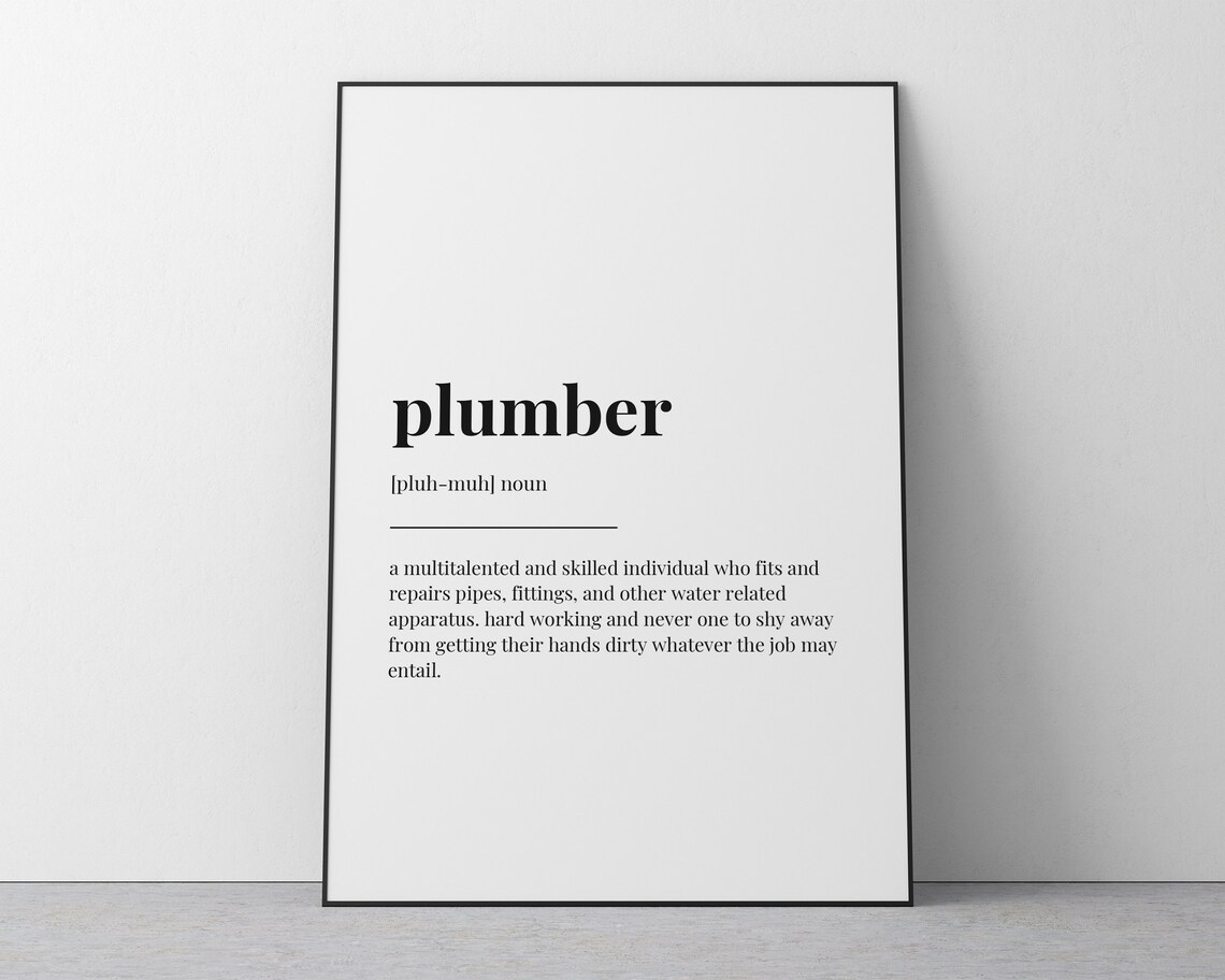 PLUMBER DEFINITION MEANING Printable Wall Art Gift for - Etsy