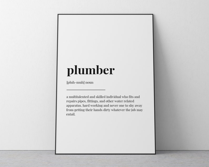 PLUMBER DEFINITION MEANING Printable Wall Art Gift for - Etsy