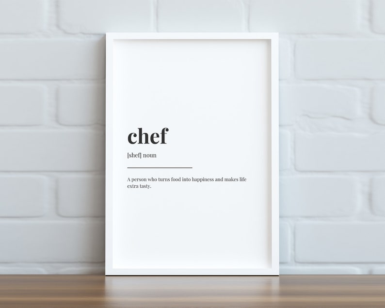 CHEF DEFINITION MEANING Printable Wall Art Chef Gift - Etsy