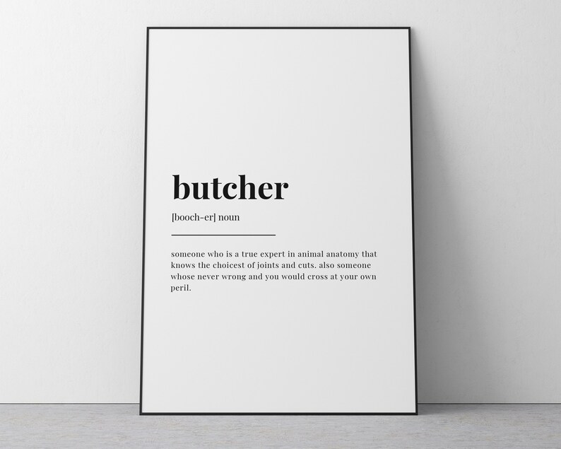 BUTCHER DEFINITION PRINT Butcher Print Gift for Butcher - Etsy