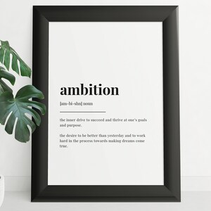 AMBITION DEFINITION PRINT | Wall Art Print | Ambition Print ...
