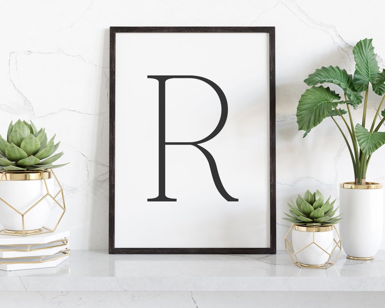 Letter R Typography Wall Decor Letter R Wall Art Print Home | Etsy
