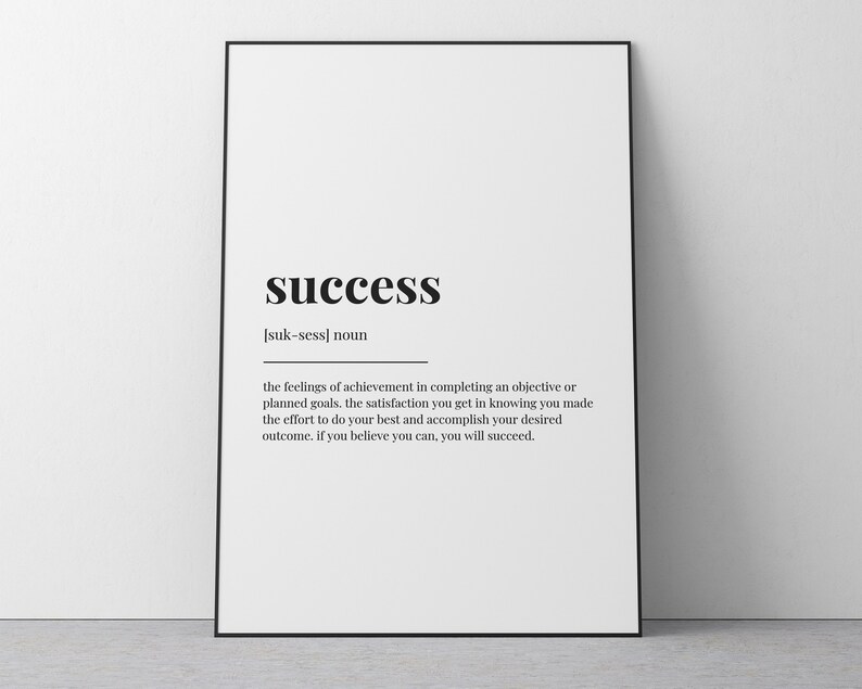 SUCCESS DEFINITION MEANING | Printable Wall Art | Motivational Print ...