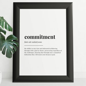 COMMITMENT DEFINITION PRINT | Wall Art Print | Commitment Print | Definition Print | Quote Print ...