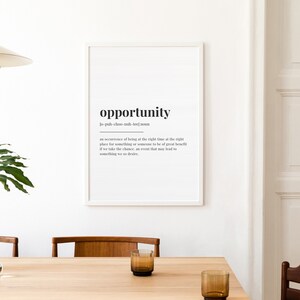 OPPORTUNITY DEFINITION MEANING | Printable Wall Art | Opportunity Print ...