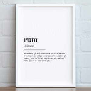 RUM DEFINITION MEANING | Digital Download | Printable Wall Art | Rum ...