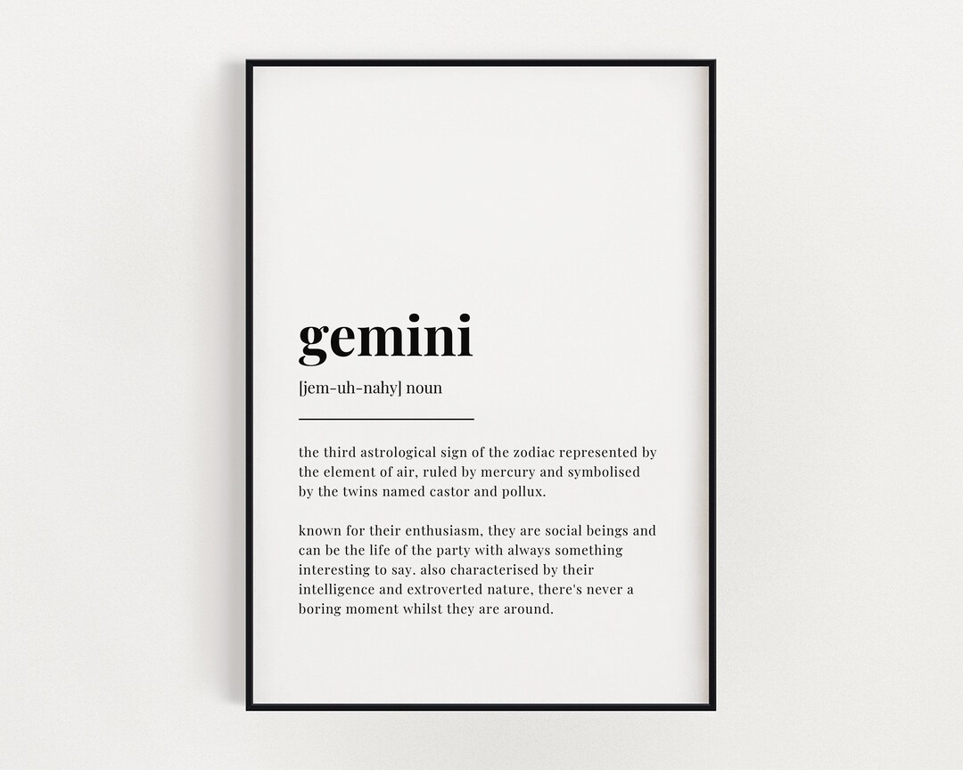 GEMINI DEFINITION PRINT, Wall Art Print, Gemini Gifts, Zodiac Gift ...