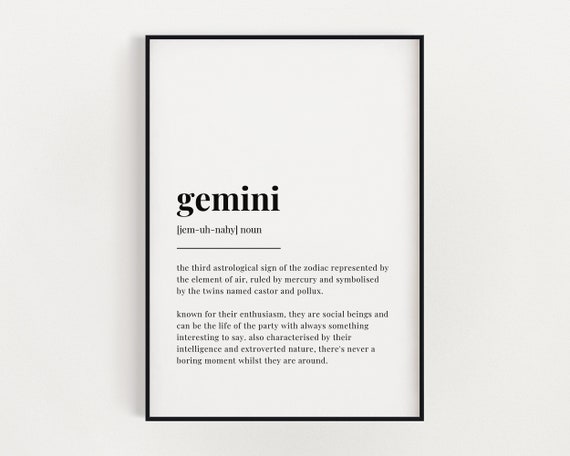 GEMINI DEFINITION PRINT Wall Art Print Gemini Print Gift - Etsy