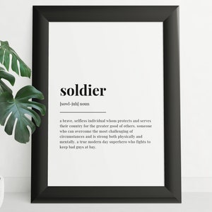 SOLDIER DEFINITION MEANING | Printable Wall Art | Instant Download ...