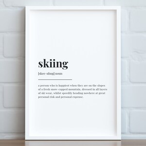 SKIING DEFINITION PRINT Wall Art Print Skiing Print Definition Print ...