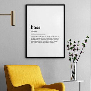 BOSS DEFINITION MEANING | Printable Wall Art | Gift for Boss | Instant ...