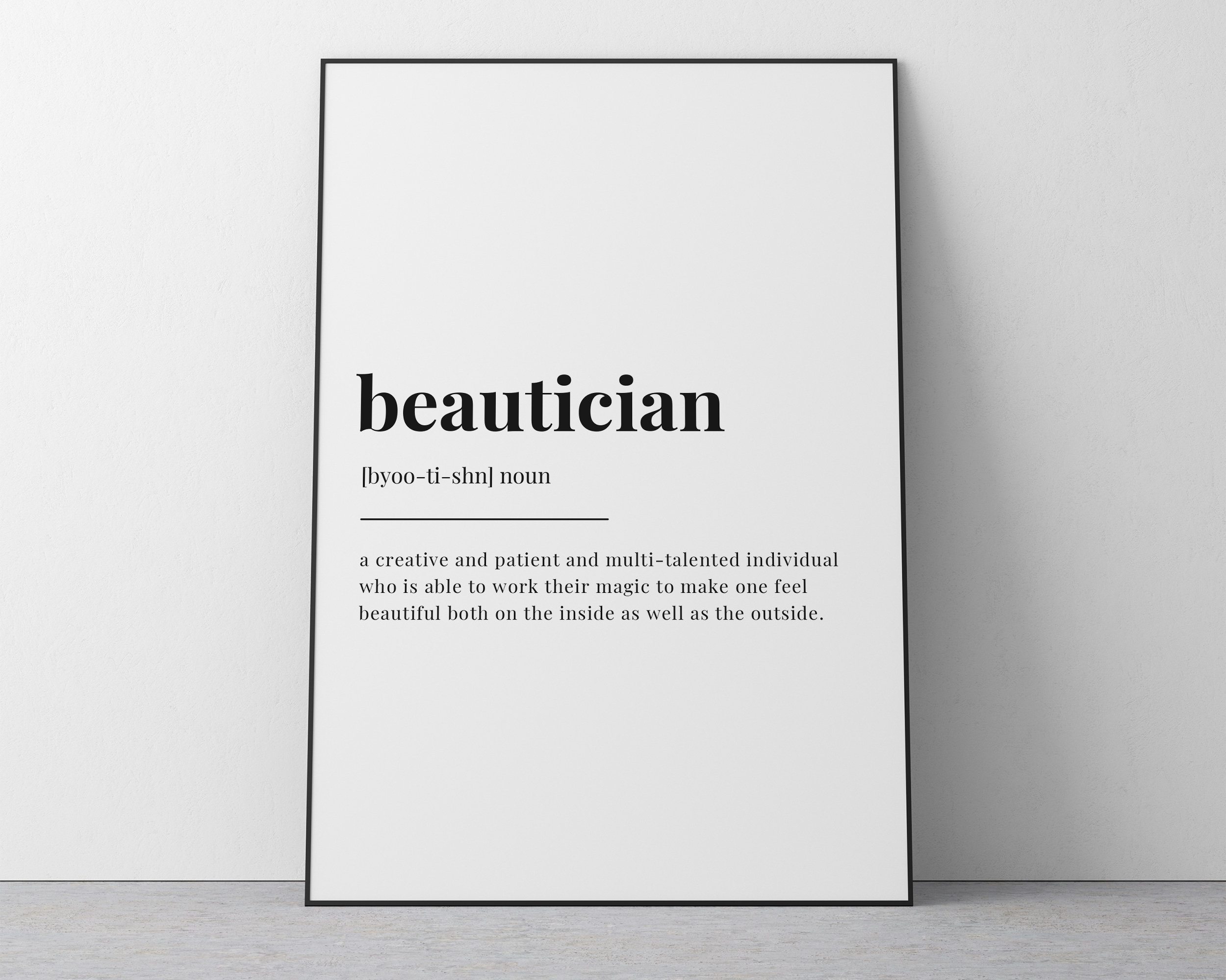 BEAUTICIAN DEFINITION PRINT | Wall Art Print | Beautician Print ...